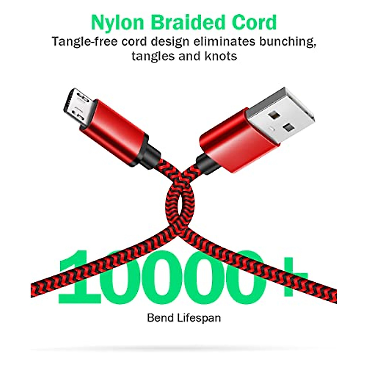 2Pack 10ft Long Micro USB Android Charger Cable Fast Quick Charging for Amazon Kindle Fire HD 6 7 8 10(1-8th Gen) HDX 8.9" 9.7" Tablets and E-Reader(3rd-11th), Xbox One S/X/Elite, PS4 Pro/Slim