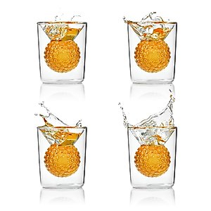 CRAFTGEN Golf Ball Shot Glasses Set of 4 - Funny Handmade Golf Birthday Gifts for Men - 2oz Double Walled with 3D Shape Golf Ball Inside for Tequila, Whiskey, Cocktail - Presents for Golfer