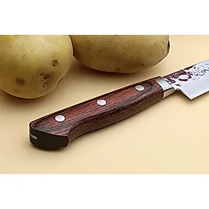 Yoshihiro VG-10 16 Layer Hammered Damascus Stainless Steel Petty Utility Knife (5.3'' (135mm))