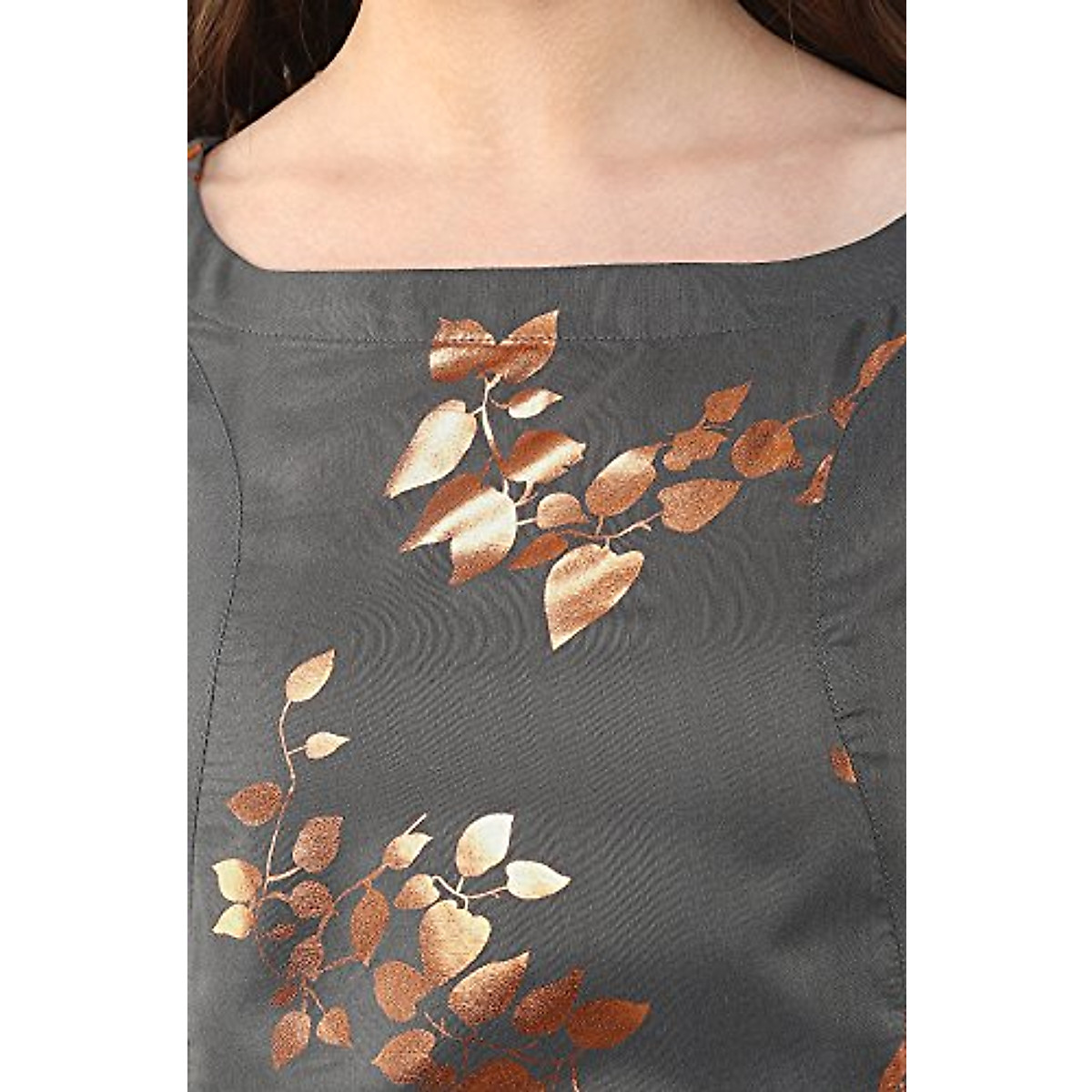 Janasya Indian Women's Tunic Tops Crepe Kurti for Women(X-Small) Grey