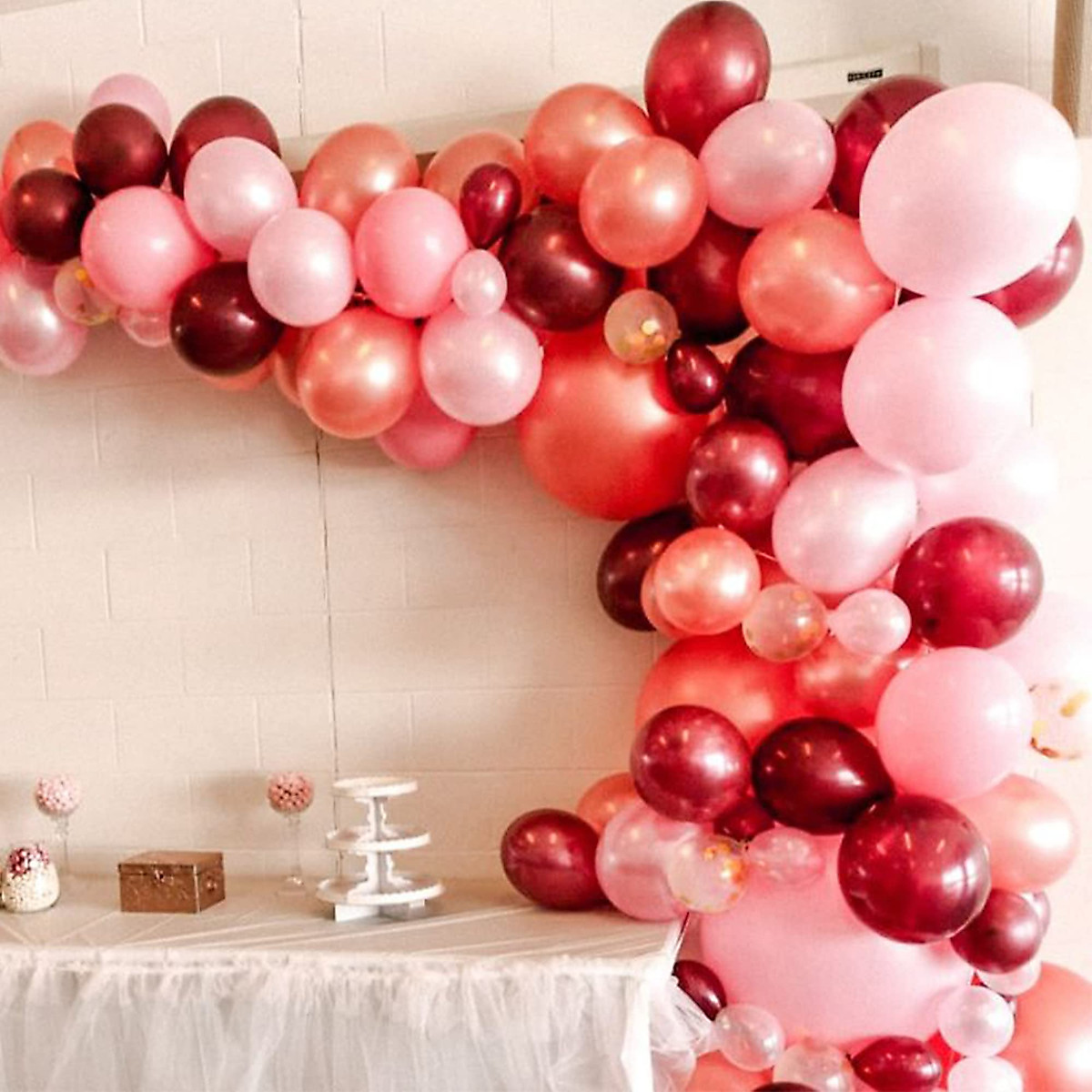 Valentines Balloons Garland Arch Kit with Pink Red Heart Balloons or Valentine Day Proposal Engagement Wedding Party Decorations