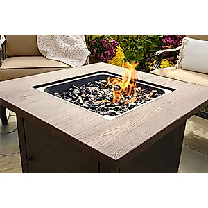 Endless Summer, The Spencer, Square 30" Outdoor Propane Fire Pit, Includes Black Fire Glass, Table Insert, & Protective Cover