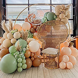 DIY Sage Green Balloon Garland Kit - 137pcs Matte Green Nude Neutral and Brown Balloons, for Birthday, Teddy Bear Baby Shower, Wedding, Boho Party Decorations, Jungle Safari Woodland Party Supplies