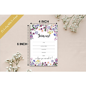 mermermu Join Us Invitations with Envelopes - Purple Wildflowers All Occasion Invitations For Bridal or Baby Shower, Wedding, Engagement, Birthday, Anniversary, 25 Invites With Envelopes - 008JOIN