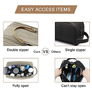 BAGSMART Toiletry Bag for Men, Canvas Travel Toiletry Organizer Dopp Kit Water-resistant Shaving Bag for Toiletries Accessories,Beige-Medium