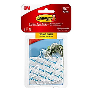 Command 17091CLRVP Medium, 6 Hooks, Clear
