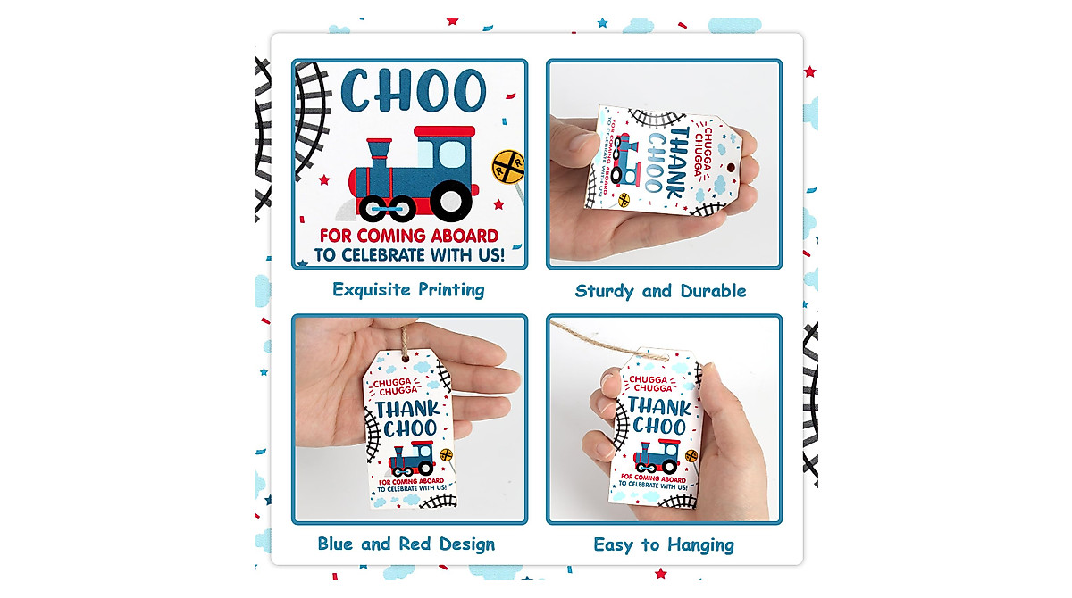 Train Thank You Tags: 50 Choo-Choo Party Favor Gift Labels