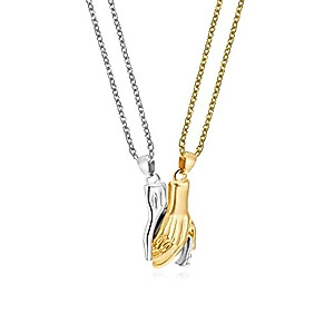 Zeshimb Holding Hand Magnetic Necklace Palm Pendant Couple Necklace Detachable Magnet Hand Friendship Necklace Statement Necklace Chain Jewelry for Women Girls