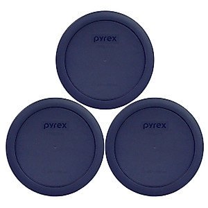 Pyrex 7201-PC 4-Cup Dark Blue Round Replacement Lids - 3 pack