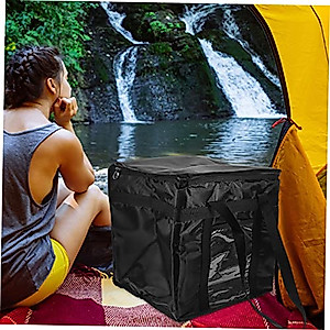 Zerodeko Cooler Box Food Carrying Bag Food Warmer Bag Heated Pizza Bags Food Bag Portable Cooler with Lid Insulated Bags for Foldable Grocery Bags Grocery Shopping Bag Aluminum Film Black