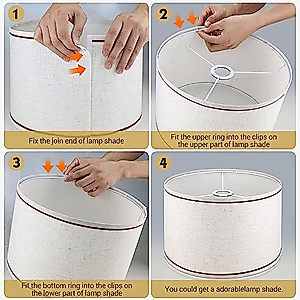 Lamp shades Set of 2, Fabric Lamp Shades for Table Lamps and Floor Light, Medium Lamps Shades 13.5" Top x 13.5" Bottom x 8.8" High, Lampshades Natural Linen Hand Crafted