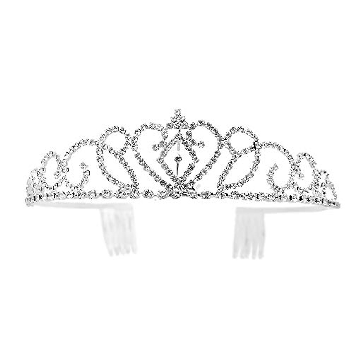Bseash Silver Crystal Tiara Crown Headband Princess Elegant Crown with combs for Women Girls Bridal Wedding Prom Birthday Party