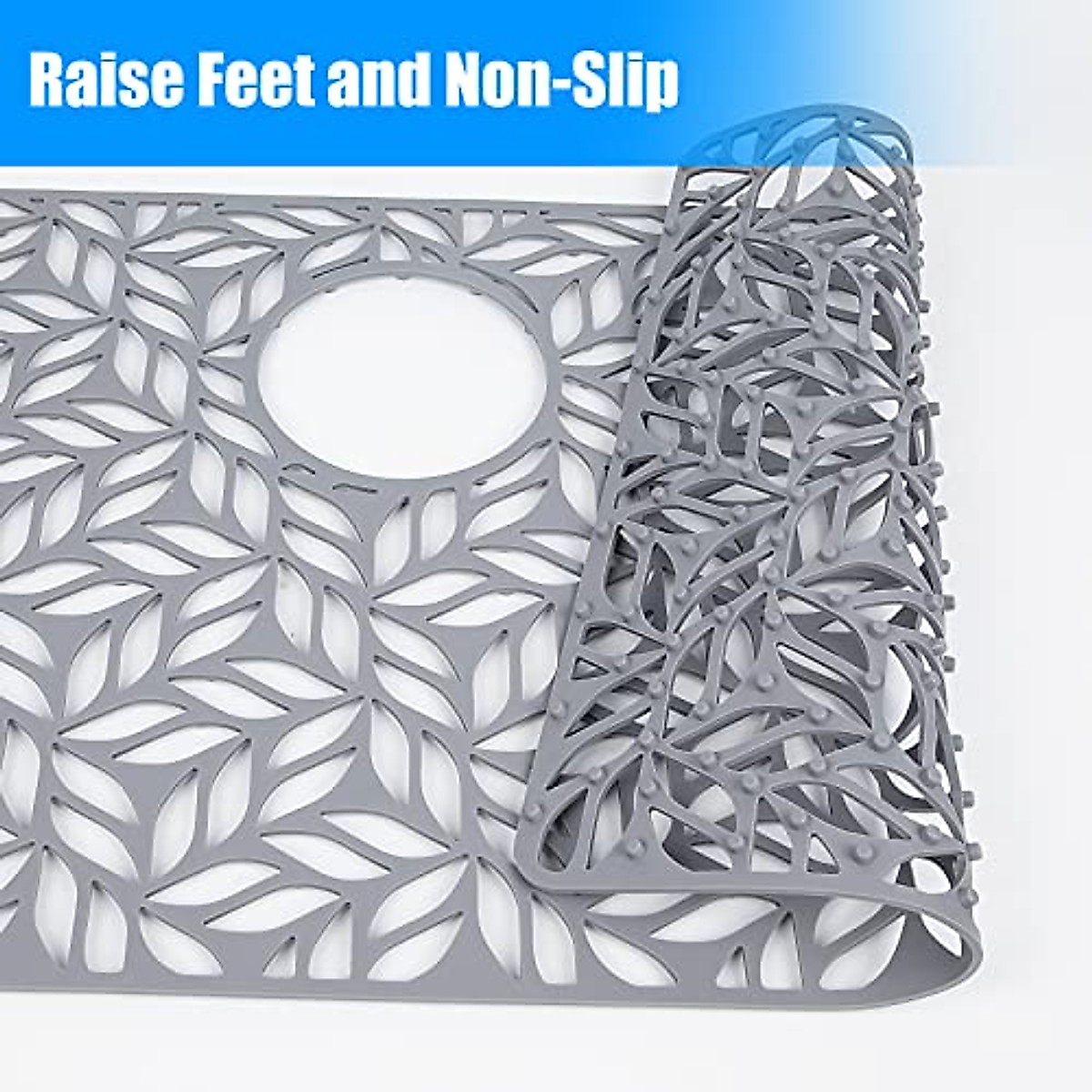 QKVCX Silicone Sink Protectors for Kitchen Sink 28.25"x15.25" Sink Protectors for Bottom of Farmhouse Stainless Steel Porcelain with Rear Drain Hole for Sink Bowl,Sink Mat for Rectangle Porcelain Sink