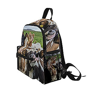 Kids Backpack Farm Animal Cow Cattles Toddlers Schoolbag with Chest Strap & Bottle Holder Rucksack for Preschool Nursery Girls Boys, Lightweight