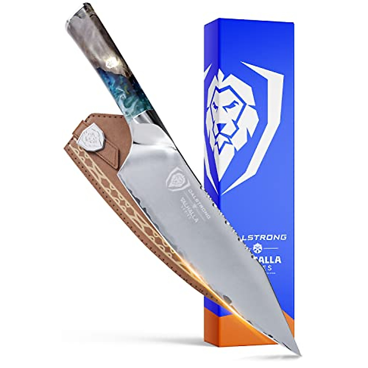 Dalstrong Chef Knife - 8 inch - Valhalla Series - Premium 9CR18MOV HC Steel - Celestial Resin & Wood Handle - Razor Sharp Kitchen Knife - Professional Use - w/Leather Sheath