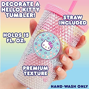 Hello Kitty And Friends Glitzy Pop Sparkling Tumbler, 15oz Hello Kitty Tumbler, Cute Hello Kitty Water Bottle Kids Adults, Hello Kitty Water Bottle With Straw, Pink Hello Kitty Water Bottle for School
