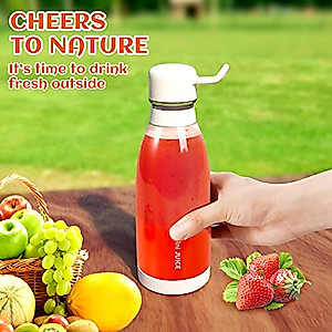 Portable Blender, One-handed Drinking Travel Bottle for Shakes and Smoothies, 8 Blade ​Portable Juicer,14 oz with Rechargeable USB personal size blenders