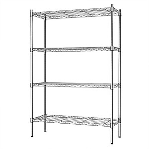 Auslar 4-Shelf Storage Wire Shelves Heavy Duty 4 Tiers Standing Shelving Units Adjustable Metal Organizer Wire Rack, Chrome