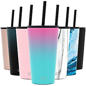 Simple Modern Classic Insulated Tumbler with Straw and Flip Lid - Stainless Steel Water Bottle Iced Coffee Travel Mug Cup 16oz (470ml) Ombre: Sorbet