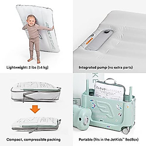 JetKids by Stokke CloudSleeper - Kids Inflatable Travel Bed - with Integrated Pump, Breathable Mesh Cover & Full-Length Bumpers to Keep Your Child Safe - Easy to Clean - for Ages 3+