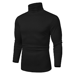 COOFANDY Men's Slim Fit Basic Turtleneck T Shirts Casual Knitted Pullover Sweaters Black