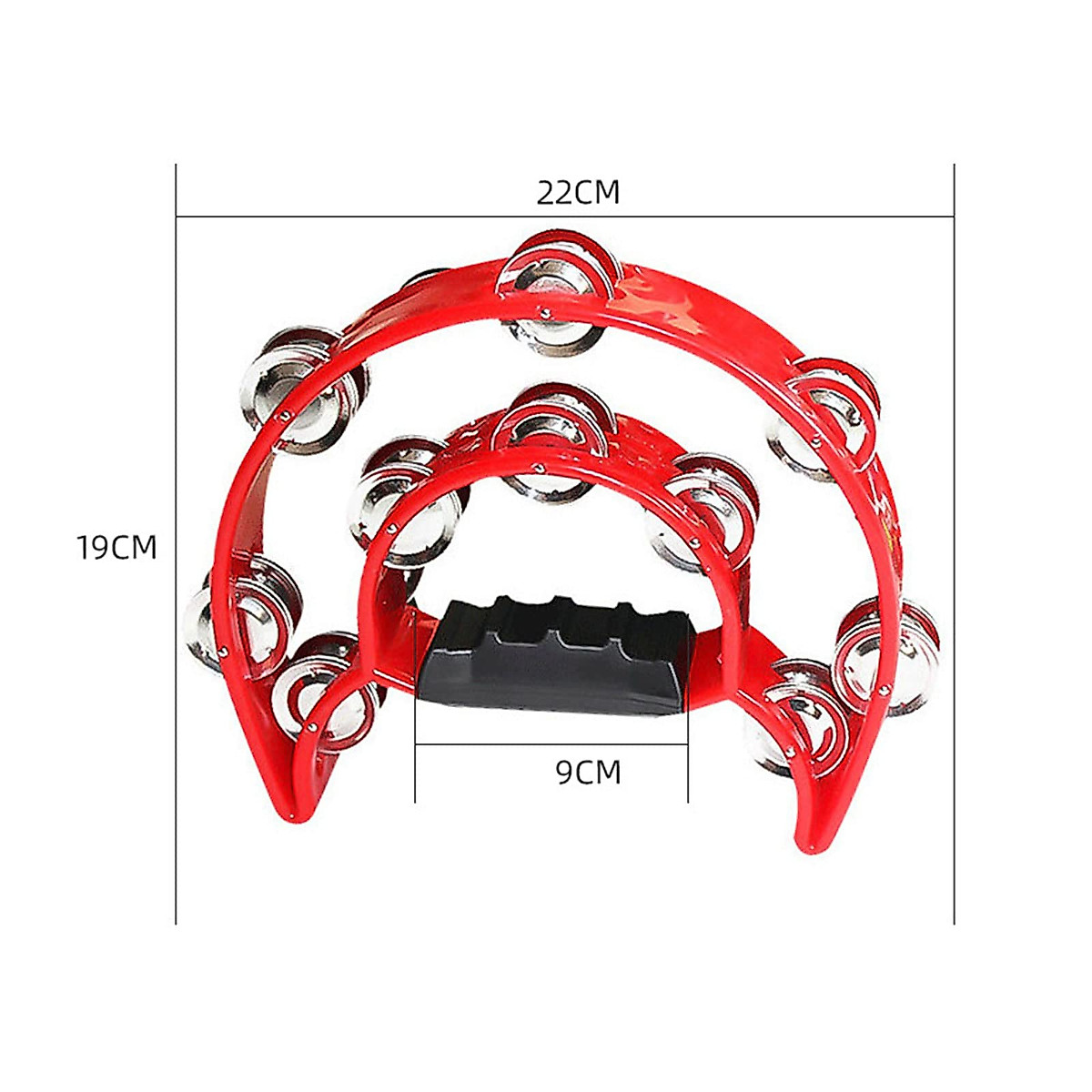 2Pack Double Row Tambourine for Adult,Hand Held Metal Jingles Percussion Percussion-Half Moon Tambourine Drum Musical,for Adult,Church, KTV, Party and Gifts (Blue+Red)