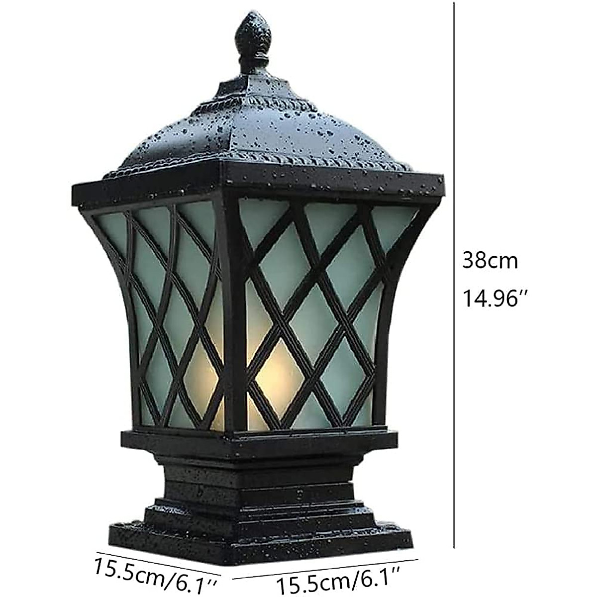 Mrdsre Short Post Light Bollard Outdoor Pedestal Lantern Square Patio Deck Column Light IP54 Waterproof Deck Fence Table Light Gate Bollard Pillar Light Fixtures
