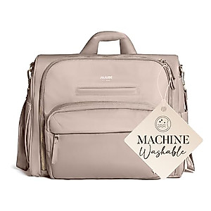 JuJuBe New Satchel Diaper Bag, Convertible Diaper Bag with Portable Changing Pad, Travel Backpack for Baby Boy or Baby Girl, For Carrying Baby Bottles, Baby Wipes, Diapers, Pacifiers, Snacks, Taupe