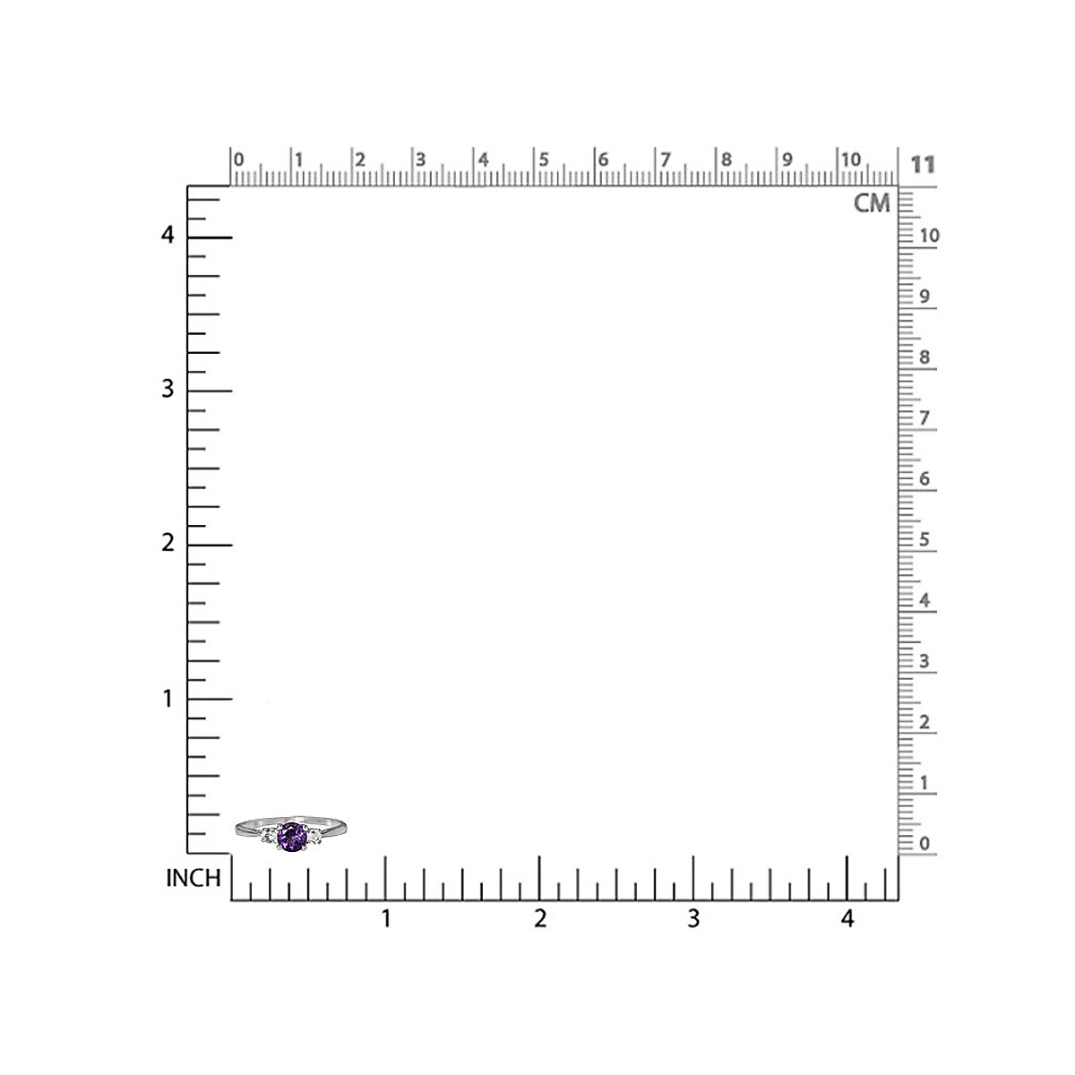 Silvershake Petite Natural African Amethyst and White Topaz 925 Sterling Silver Ring Size 5