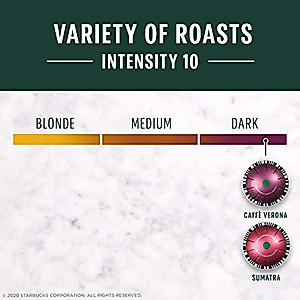 Starbucks by Nespresso Dark Roast Variety Pack Coffee (32-count single serve capsules, compatible with Nespresso Vertuo Line System)