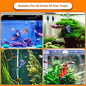 TOYMIS 2 Pack Fish Tank Decorations, Cute Little Diver Aquarium Decoration Fish Tank Aquarium Diver Ornament Floating Aquarium Accessories (Orange, Blue)