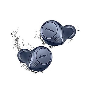 Jabra Elite Active 75t Navy Voice Assistant Enabled True Wireless Sports Earbuds with Charging Case (Renewed)