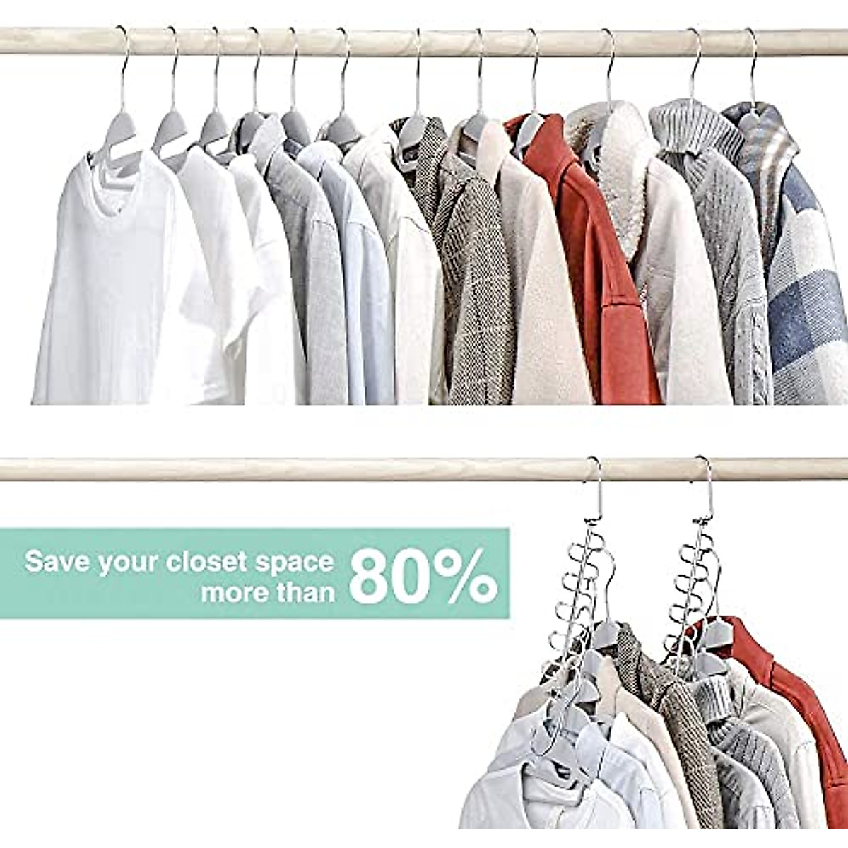 Yahluer 4 Pack Magic Hangers - Metal Hanger 12 Slots - Smart Wardrobe Closet Space Savings Organizer for Pants Trousers Jeans Skirts Tank Top Cami Bra Pajamas Strappy Dress Bathing Suit