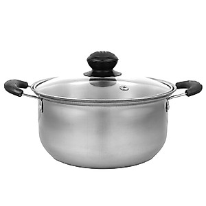 Operitacx Saucepan Pasta Pot Noodle Pot with Lid Handles Stainless Steel Stock Pot Metal Stew Pot Ramen Cooker for Boiling Water Milk Sauce Gravies Noodles 18cm Hot Pot