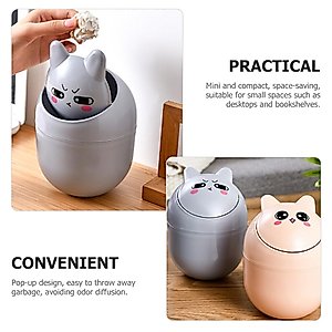 EXCEART 2pcs Small Garbage Can with Lid Trash Cans with Lids Pink Trash Can Trash Can with Lid Small Trash Bin with Lid Small Waste Basket Tabletop Garbage Can Mini Plastic Office Desk