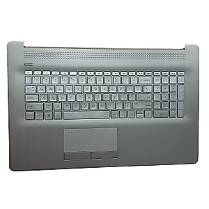 F-HONG ELECTRONIC Replacement for HP 17t-by 17z-ca 17-by 17-ca Laptop Upper Case Palmrest Keyboard Touchpad Assembly Part with ODD L92785-001 Top Cover Sliver 2020 Year, Silver, 17.3 inch