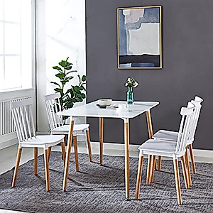 Dining Room Table Kitchen Table Set with Wooden Legs Modern Mid Century Leisure Coffee Table, Rectangular 45 x 30 x 30 Inch, White