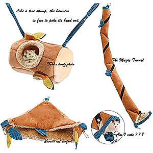 HYDDNice Hamster Hammock Cage Sugar Glider Hanging Fleece Bed Swing Bag Leaf Hanging Tunnel for Guinea Pig Hamster Squirrel