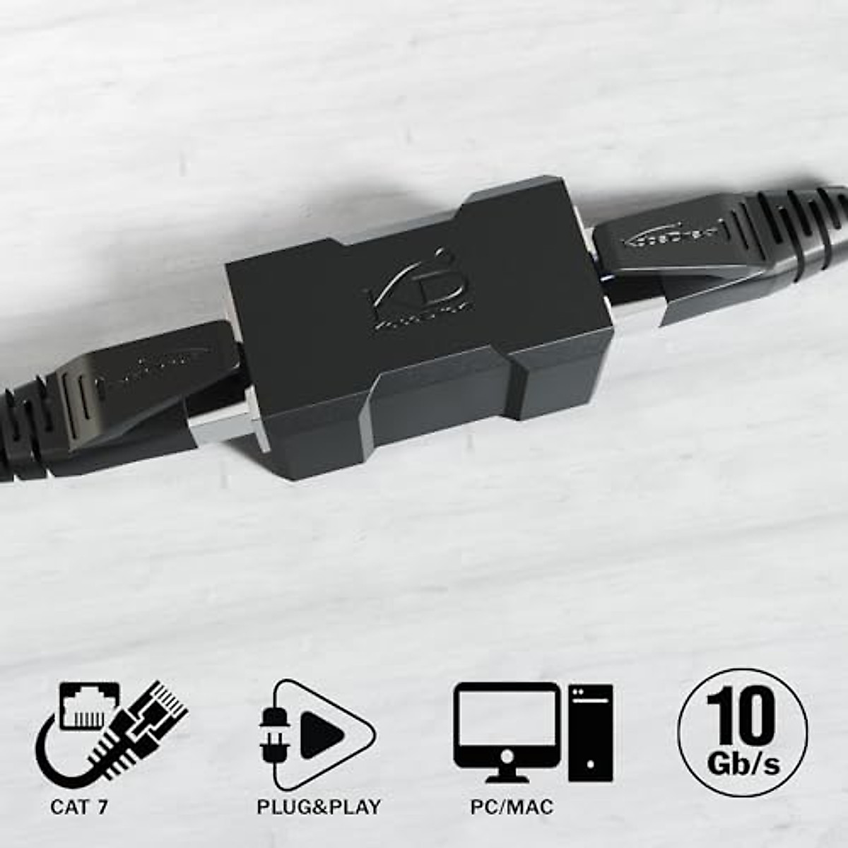 2× RJ45 Coupler with Extra Shielding– Network Cable Connector & Ethernet Cable Extender (Two RJ45 Jacks, Easy Way to Connect/Extend Ethernet Cables, CAT 7 for up to 10Gbit/s, Black) – by CableDirect
