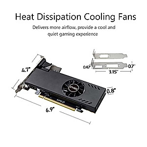 QTHREE Radeon RX 550 Low Profile Graphics Card,4GB,GDDR5,128-Bit,VGA,DVI,HDMI,Desktop Small Form Factor Video Card for PC Gaming,Computer GPU,PCI Express X8 3.0,HDPC,Support 4K,DirectX 12