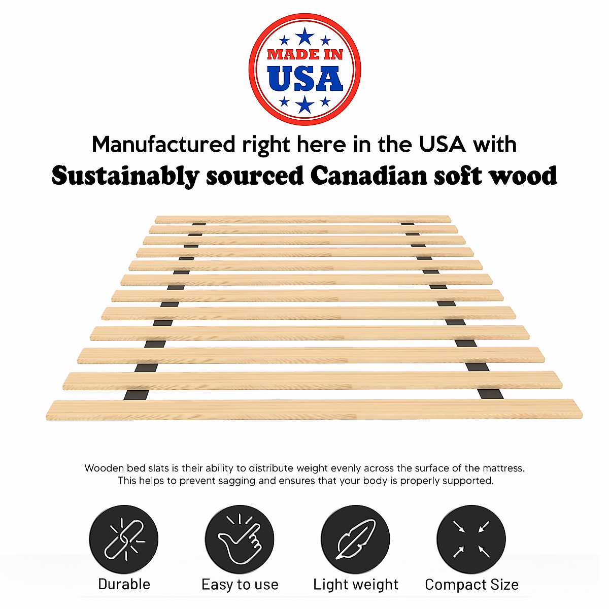 Mayton, 0.68-Inch Heavy Duty Horizontal Mattress Support Wooden Bunkie Board/Bed Slats, Twin, Beige