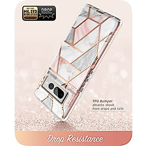 i-Blason Cosmo Series for Google Pixel 7 Pro Case (2022), Slim Full-Body Stylish Protective Case with Built-in Screen Protector (Marble)