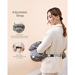 Insugar Nursing Pillow for Breastfeeding, Plus Size Shredded Memory Foam Breastfeeding Pillows for Mom and Baby, More Support with Fence Protection, Adjustable Waist Strap, Removable Cotton Cover