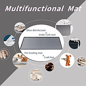 Under Kitchen Sink Mat 31" x 22", SAZTEAY Waterproof Silicone Under Sink Tray, Under Sink Protector Mat for Bathroom and Kitchen Cabinets(Grey)