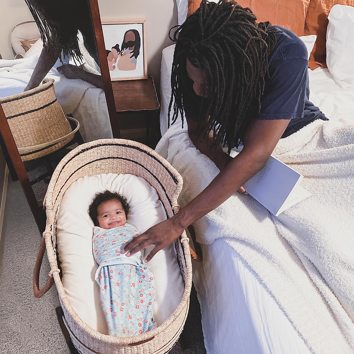 aden + anais, Cotton Knit Baby Wrap, Newborn Wearable Swaddle Blanket, 3 Pack, Multicolor Fairy Tale Flowers, 0-3 Months, Small/Medium