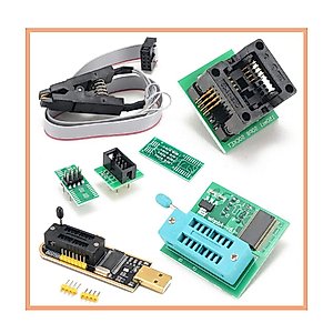 KOOBOOK 1Set CH341A 24 25 Series EEPROM Flash BIOS USB Programmer+SOIC8 SOP8 Test Clip+SPI Flash 1.8V Adapter+SOP8 SOIC8 to DIP8 Adapter Socket Converter