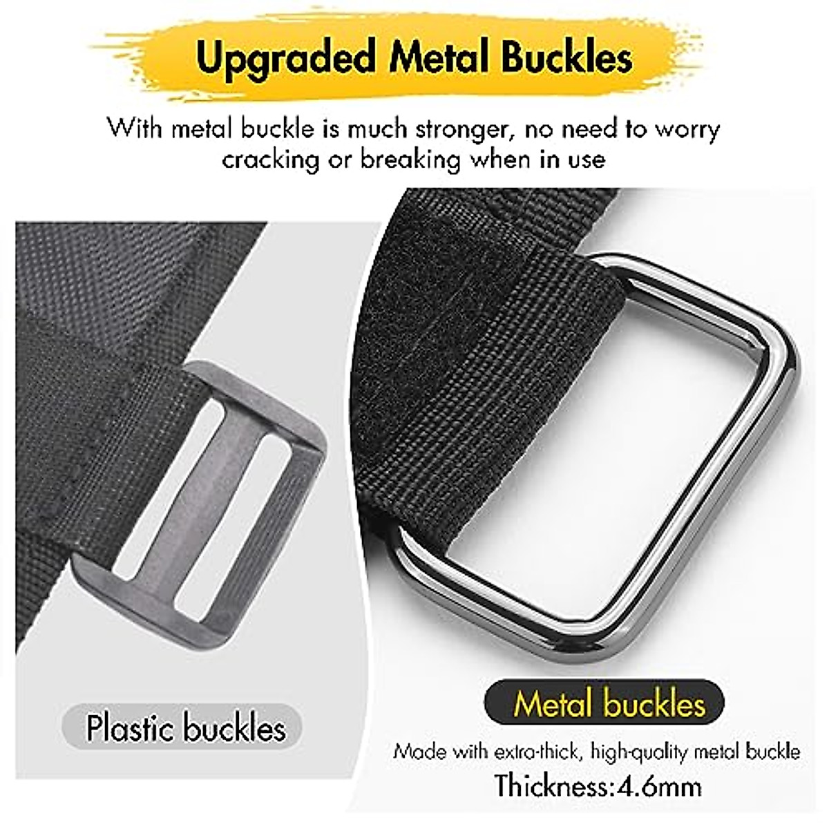 penobon Grab Handles for Wrangler JL JK TJ YJ CJ 1955-2023 Paracord Roll Bar Grab Handles with Metal Buckles, Black, Pack of 2