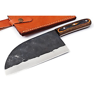 Chesapeake Knives Custom Handmade Carbon Steel Clever with leather sheath