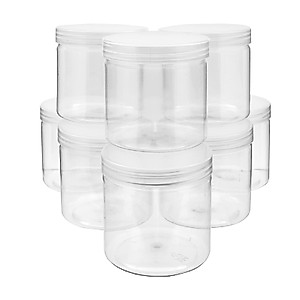Juvale Slime Containers with Lids - 8 Pack Clear Plastic Jars for Kids DIY Crafts (12 oz)