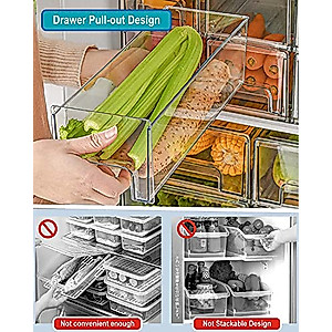 AYOTEE Medium Refrigerator Drawer Organizer Bins, 1 Pack Plastic Storage Drawers Stackable Refrigerator Organizer Bins, Clear Stackable Storage Bins with Drawers for Fridge, Freezers, Make-up